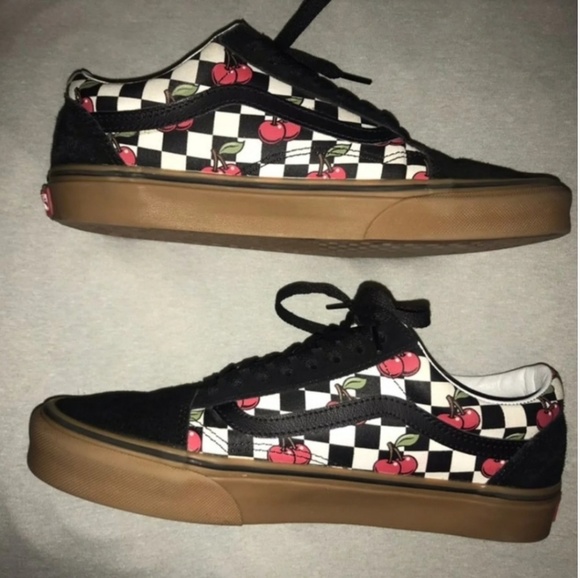 Vans | Shoes | Vans Cherry Old Skool Checkerboard Shoes W 55 | Poshmark